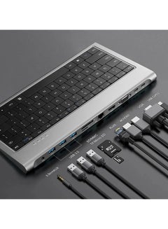 Generic 11-in-1 Multi USB C Docking Station with Keyboard 100W PD, 4K ...