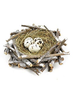 Touch of Nature Artificial Flocked Twig And Grass Nest 6 Inch With 3 ...