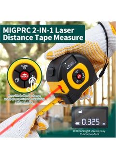 HongSheng 2 in 1 Laser Tape Measure, Digital Laser Distance Meters with LCD Display, 60M/196FT ...