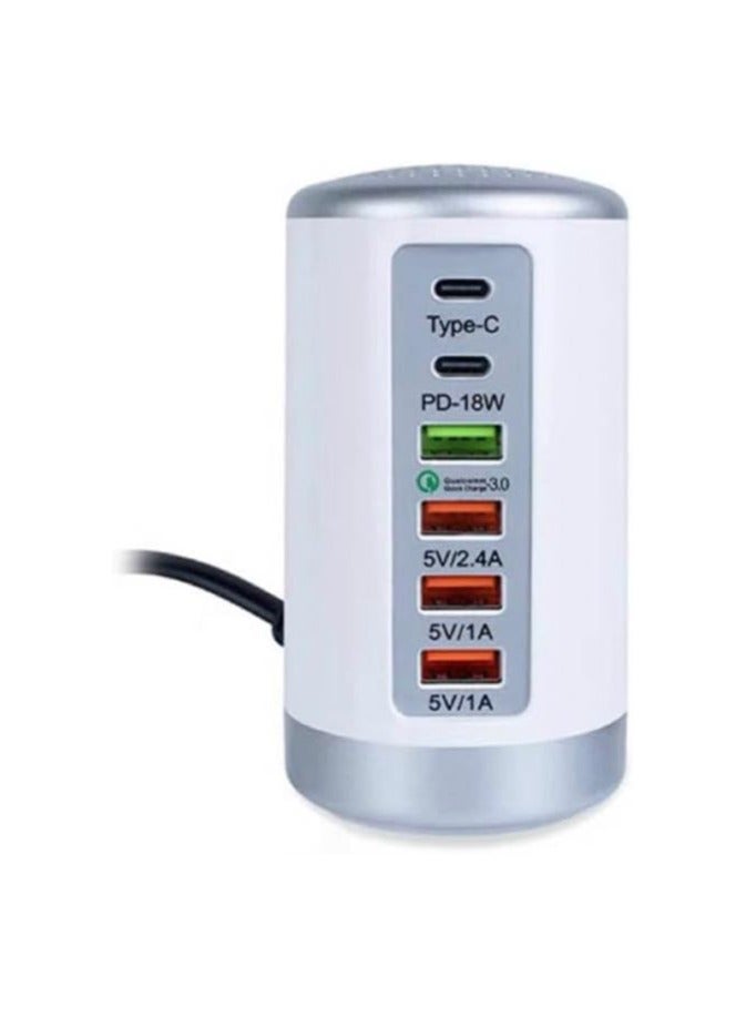 Green Tiger Desktop USB + C Type Charger Tower 65W 4A, USB Hub Charging ...