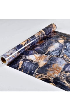 KASTWAVE Furniture Stickers Marble Sticky Back Plastic Dark Blue Stone ...