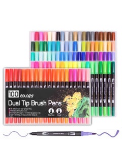 Generic 100 Colours Watercolour Brush Fine Tip Colouring Pens, Dual Tip ...