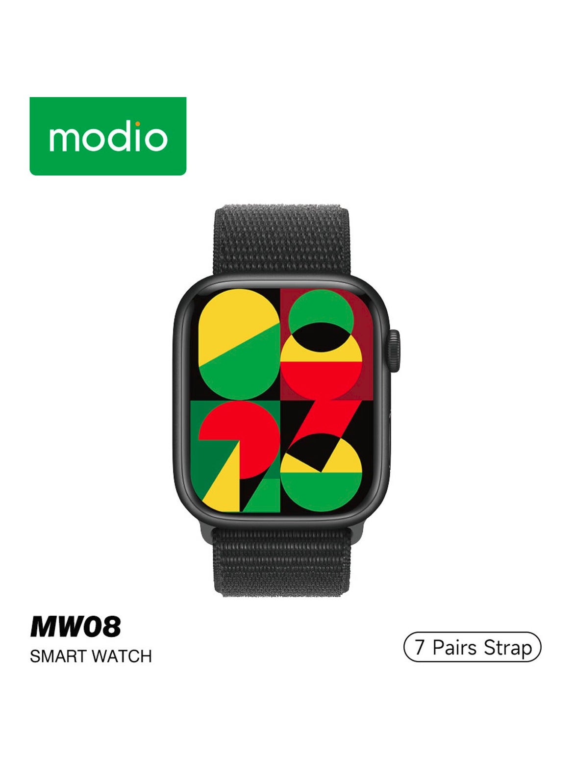 modio Modio MW08 Smart Watch 2.2 Inch Display with 7 Set Strap and ...