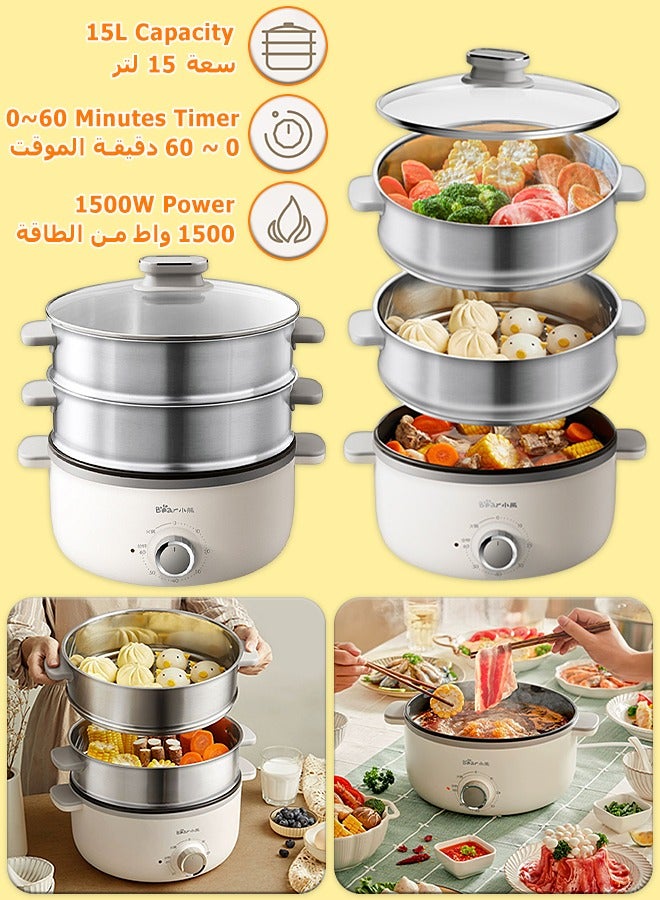 Bear Electric Food Steamer - Stainless Steel Steamer - 1500W Fast ...
