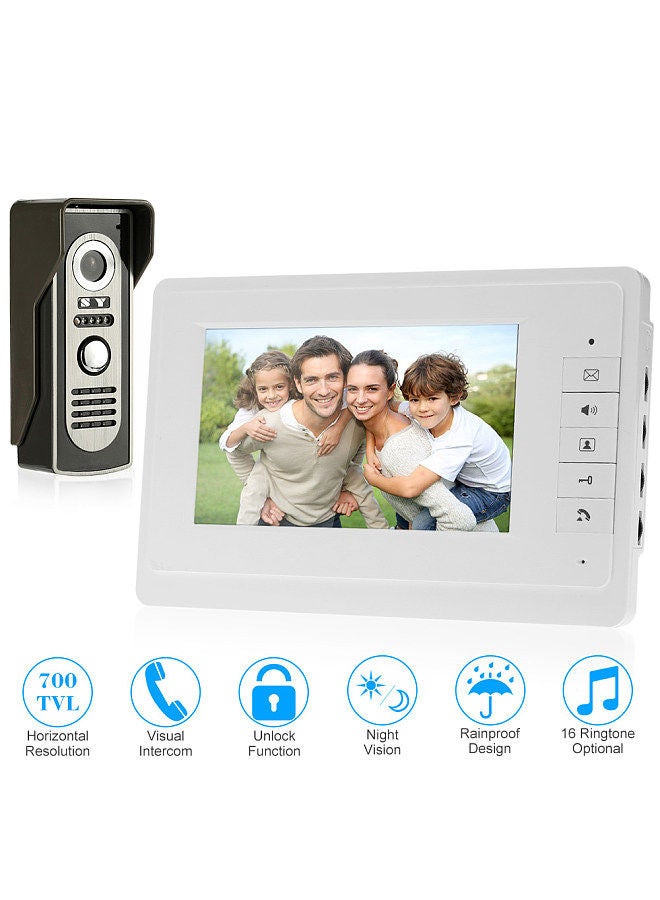Generic 7” Wired Video Door Phone System Visual Intercom Doorbell with ...