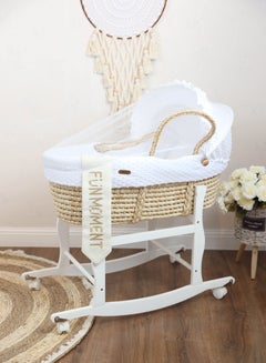 FUN MOMENT Moses Basket Cot with Wheels Stand (White) UAE | Dubai, Abu ...