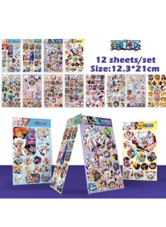 Generic 12 Sheets/Set Anime One Piece Stickers for Journal Handbook ...