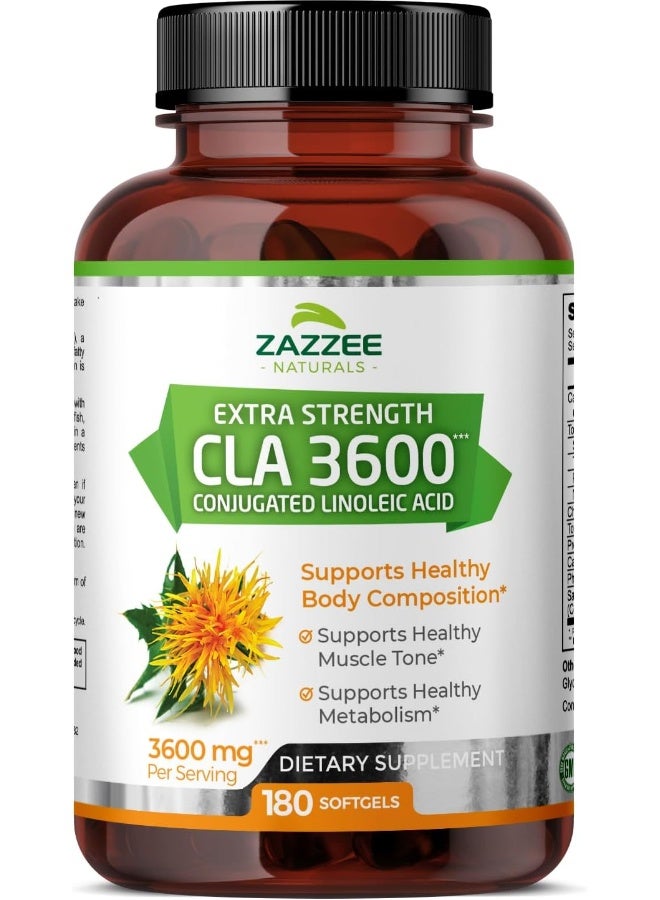 Zazzee CLA, 3600 mg, 180 Softgels, Conjugated Linoleic Acid, Support ...