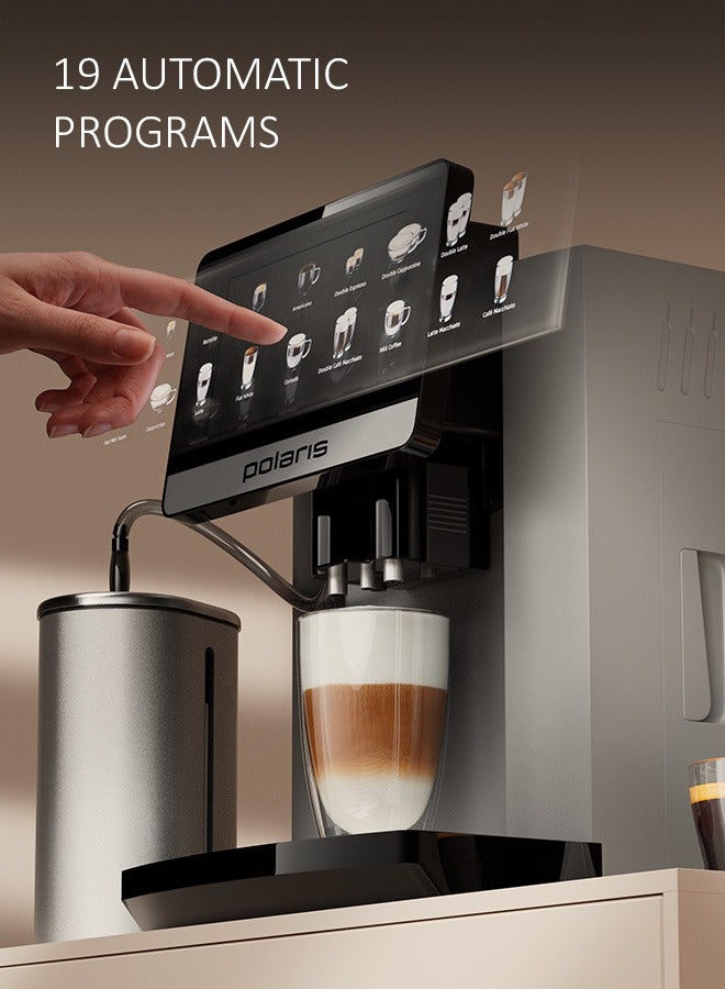 Polaris Coffee Machine, 1500W, Touch Display, 20 Bar Italian Pump, 1.8 ...