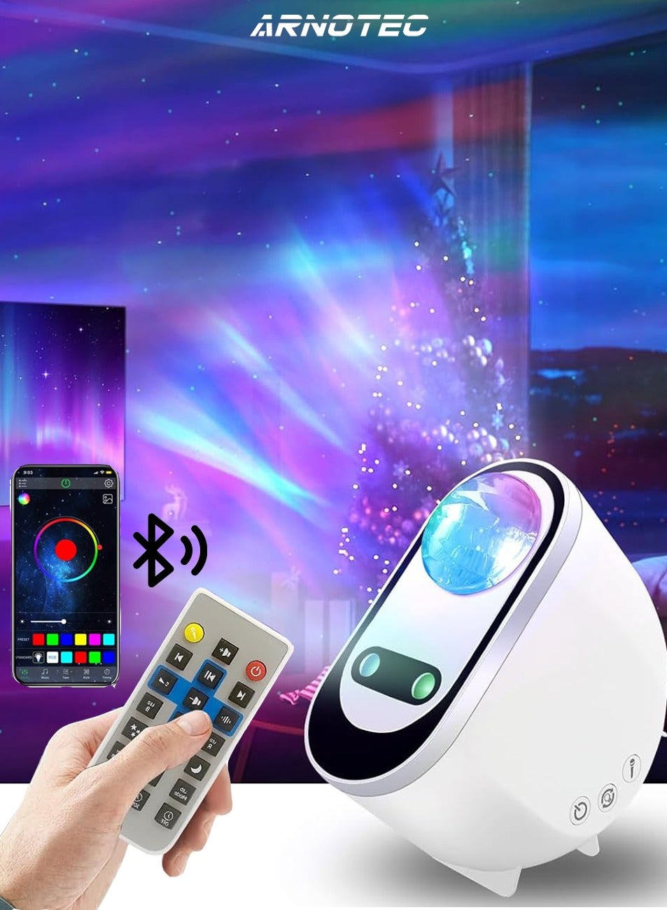 ARNOTEC Galaxy Aurora Projector, starry sky projector，3 in 1 LED ...