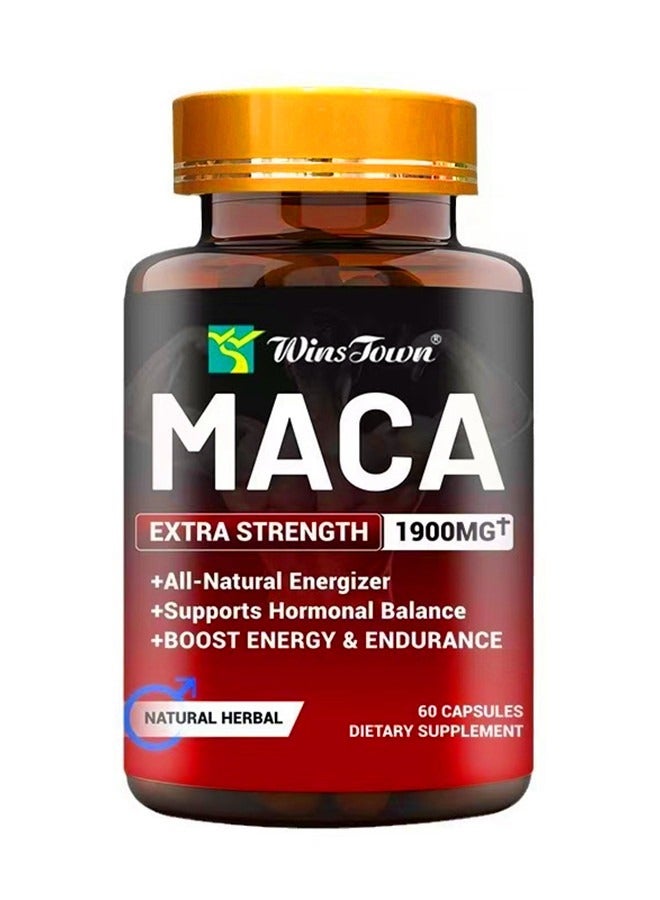 Wins Town Organic Maca Root Powder Capsules 1900 mg with Ashwagandha ...