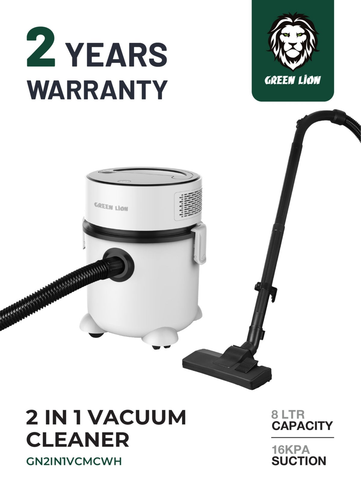 GREEN LION 2 In 1 Vacuum Cleaner / 8 Liter Capacity / 16KPa Maximum ...