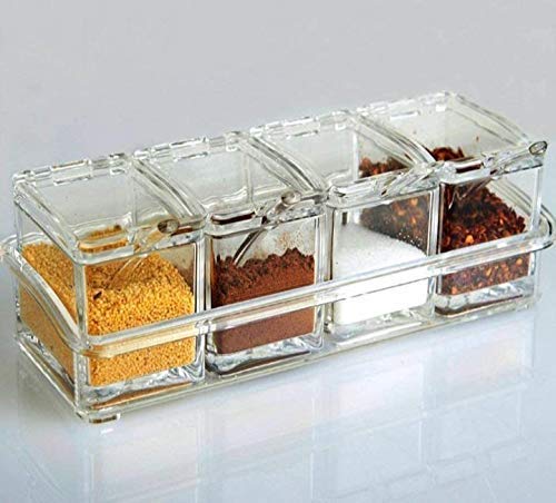 APURK Apurk Crystal Seasoning Acrylic Box PepperSaltSpice Rack with ...