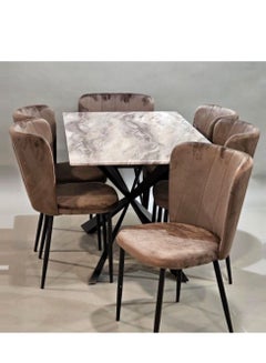 Living Set of 7 Pieces, Dining Table Marble Top With 6 Chair Set KSA ...