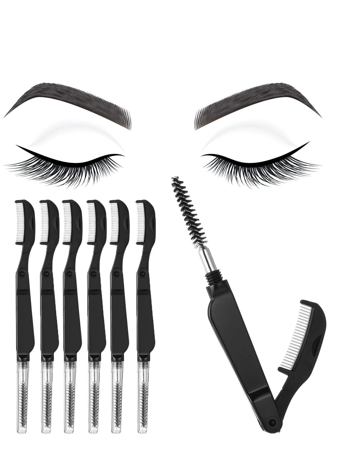 SYOSI Folding Eyelash Comb 6 Pieces Eyebrow Comb Teeth Eyelash ...