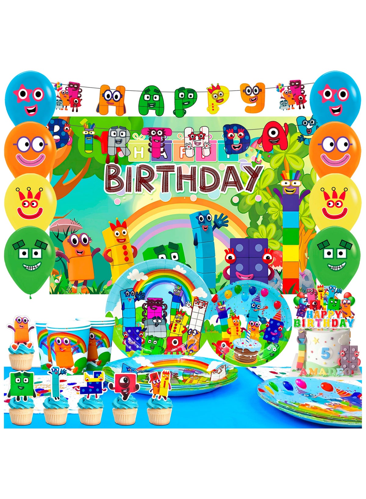 FRUITFUL PARTY Number Blocks Birthday Decorations, Number Blocks ...