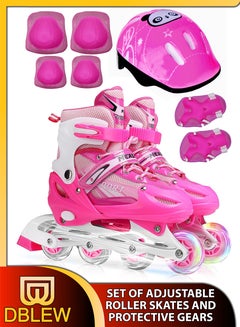 DBLEW Adjustable Size Breathable Kids Inline Roller Skates with Safety ...