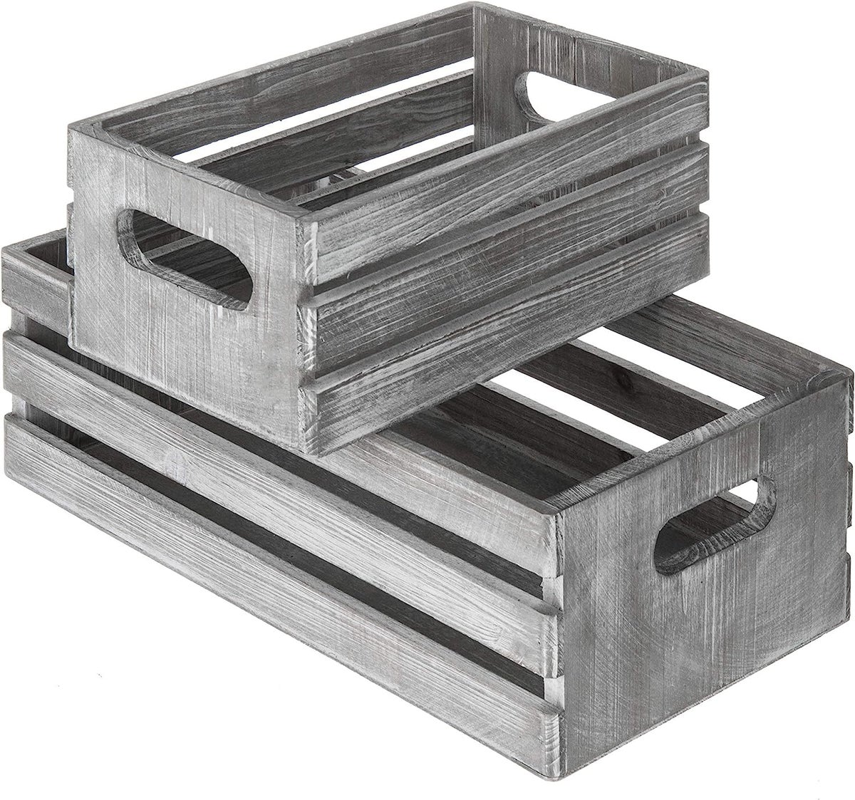 HAMDAN Hamdan Collection Rustic Dark Gray Wood Decorative Storage Boxes ...