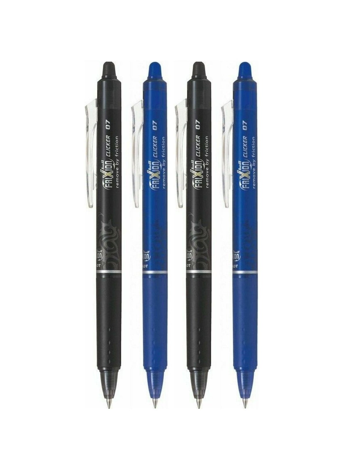 PILOT 4-Piece Frixion Clicker Erasable Ball Pen 0.7mm Tip Multicolour ...