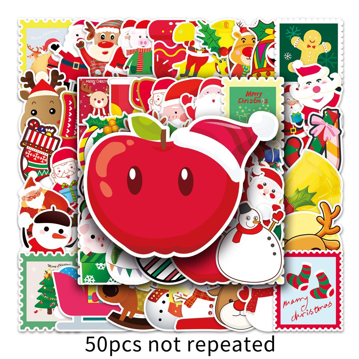 Generic 50 Christmas Stickers Cartoon Santa Claus Cute Gift Hand ...