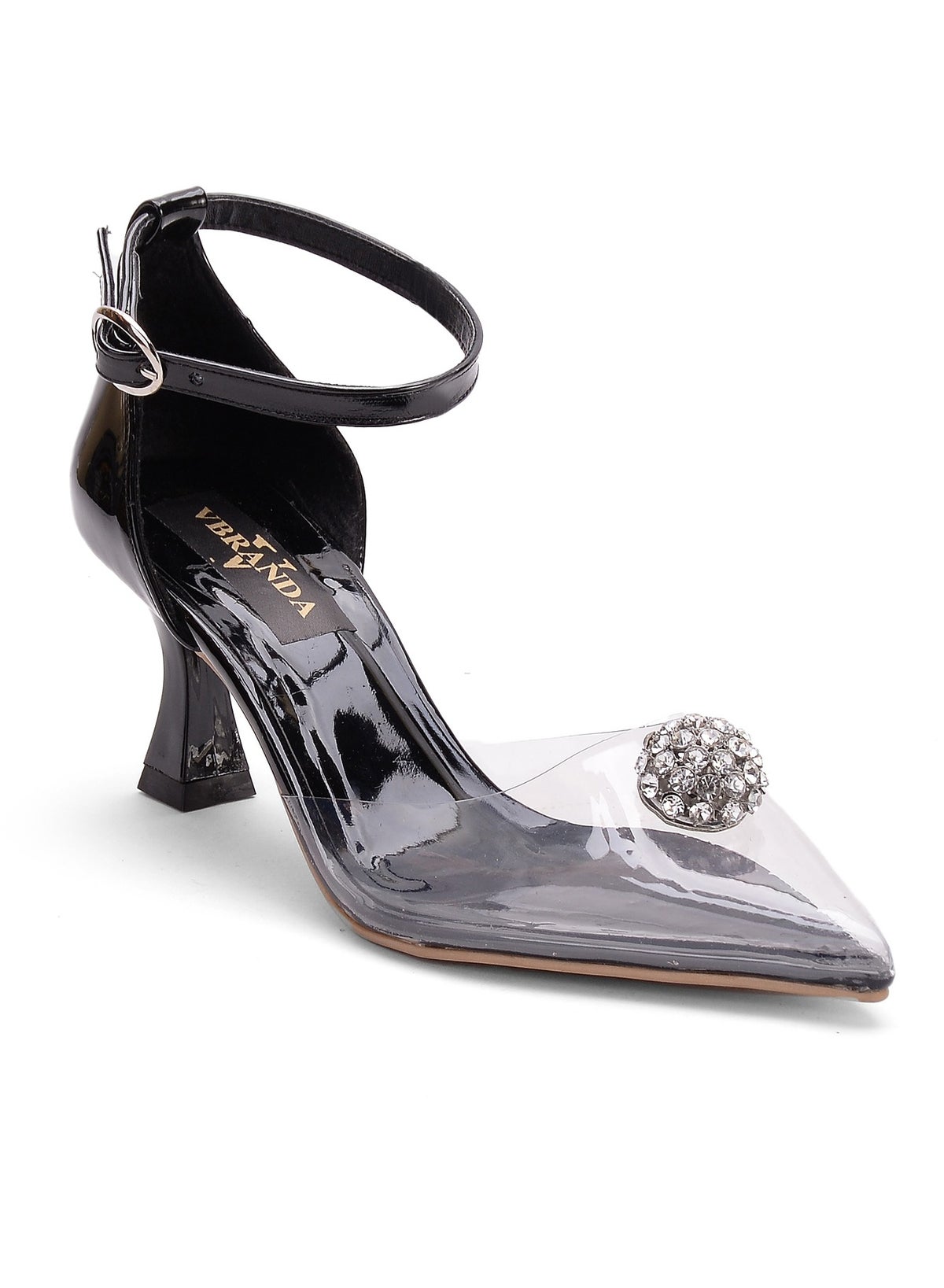 Vbranda high-quality transparent heels sandals R-10-BLACK | Best Price ...