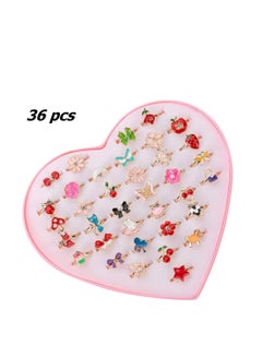 Generic 36 pcs Little Girl Adjustable Rings Gift Box Children Kids ...
