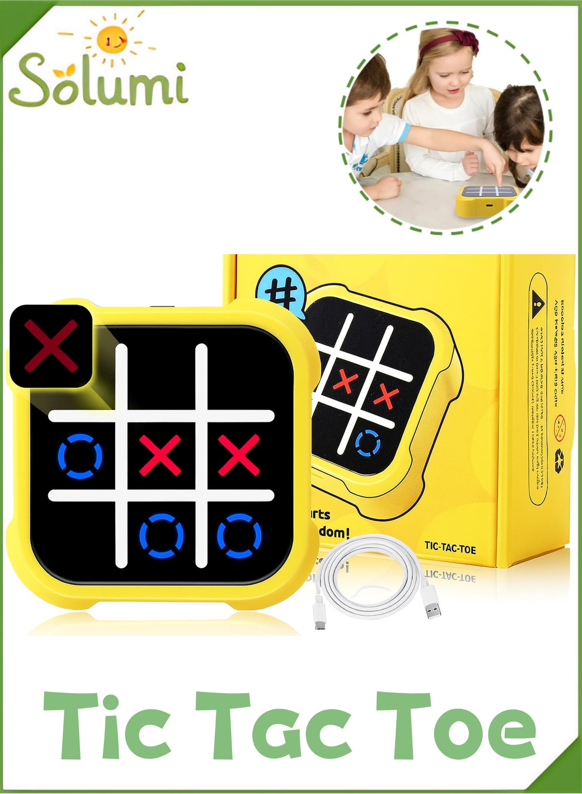 Solumi 3 in 1 Electronic Handheld Puzzle Game Console, Tic Tac Toe Bolt ...