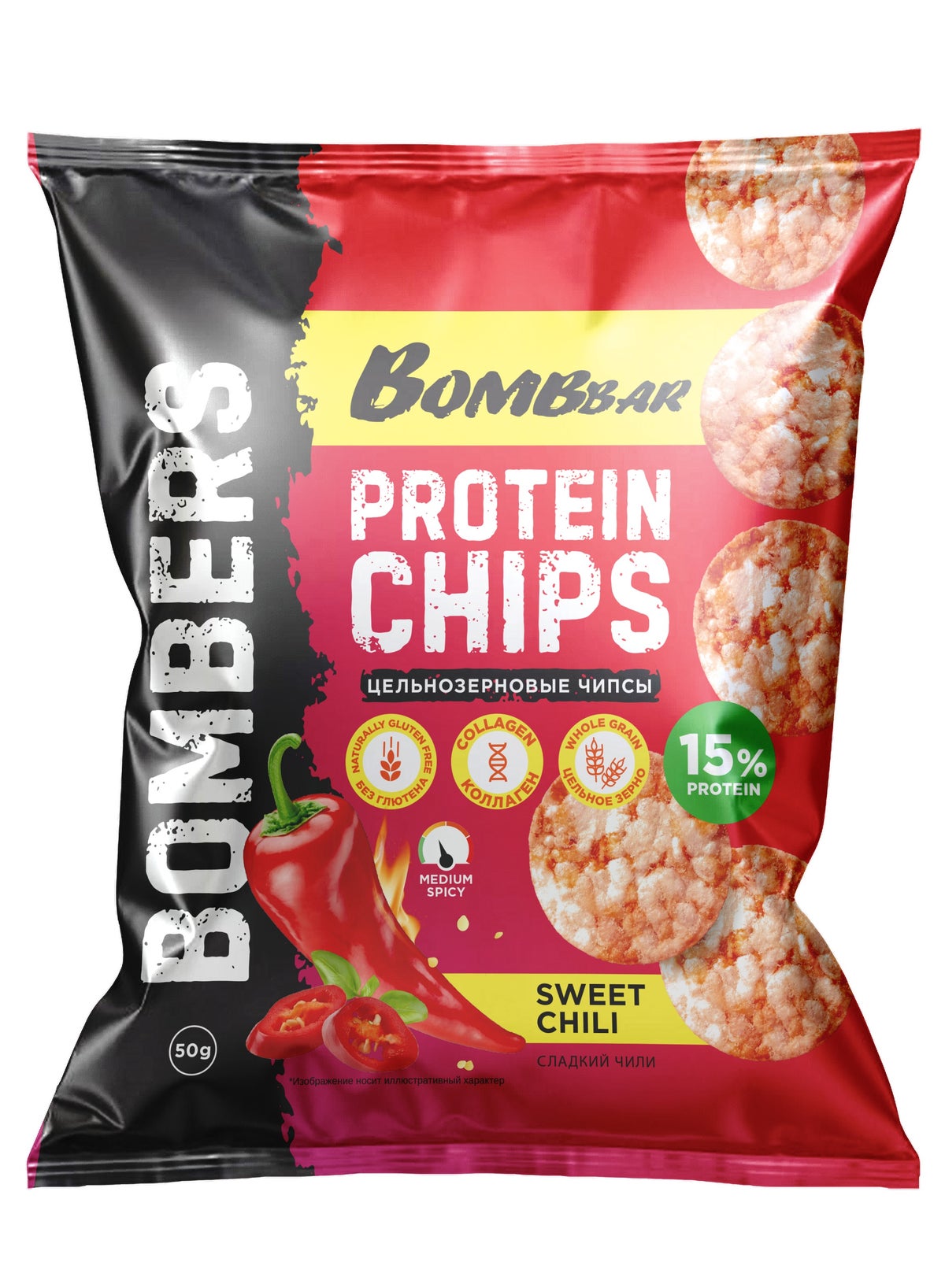 BOMBBAR Bombers Whole Grain Protein Chips Sweet Chili Flavor with ...
