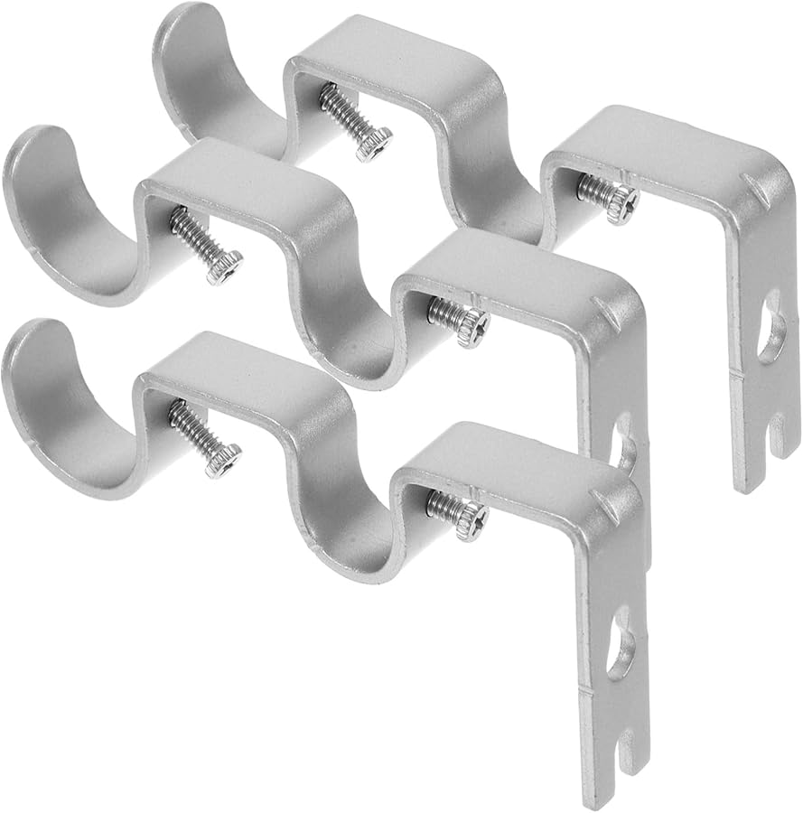 Generic 3Pcs Double Curtain Rod Brackets Hardware Set With Screws And ...