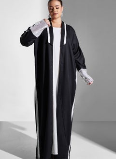 Khizana Contrast Stripe Detail Abaya With Sheila UAE | Dubai, Abu Dhabi