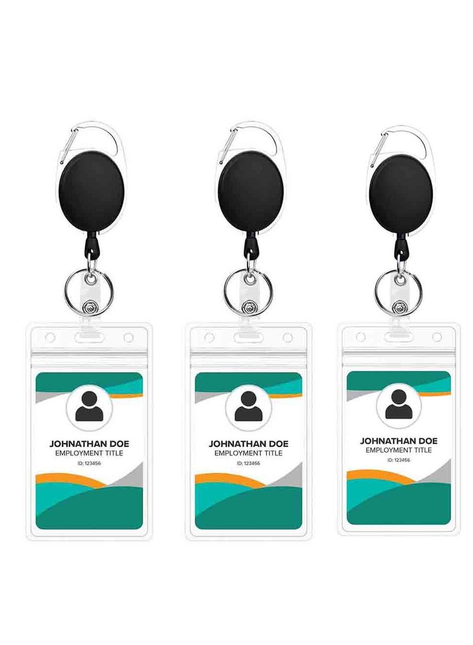 Generic 3 Pack Retractable Badge Reels- ID Holders with Belt Clip & Key ...