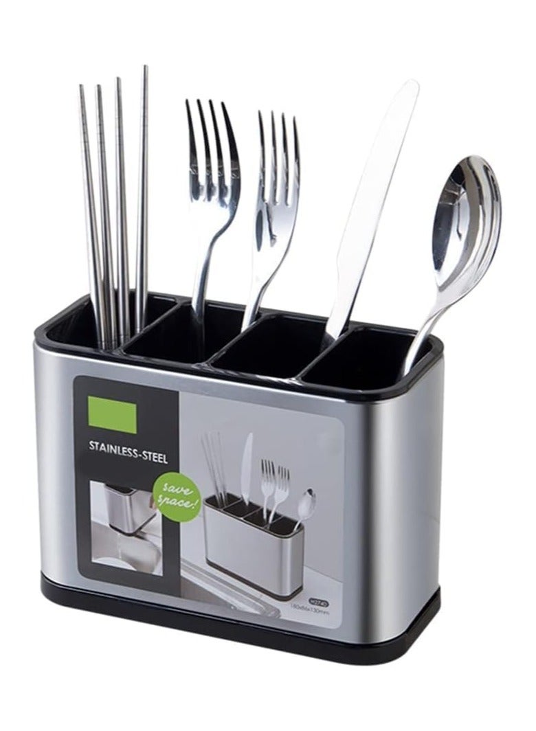 QSHOP 4 Section Stainless Steel Utensil Holder, Cutlery Drain Basket ...