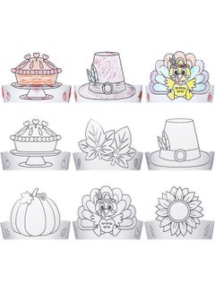 Sumind 24 Pieces Color Your Own Crowns Thanksgiving Paper Crown Turkey ...