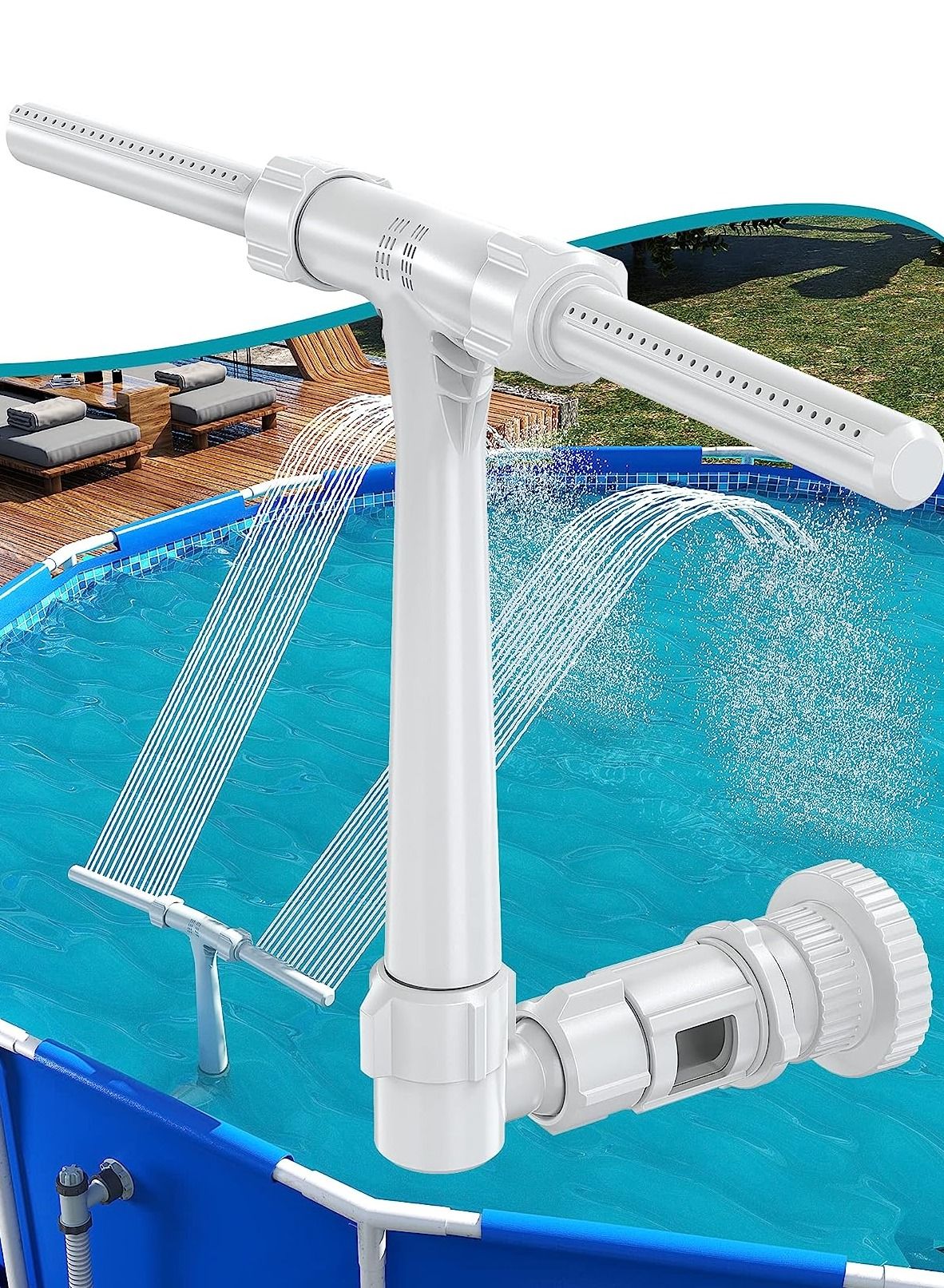 Generic Premium Pool Fountain, Adjustable Dual Spray Waterfall ...