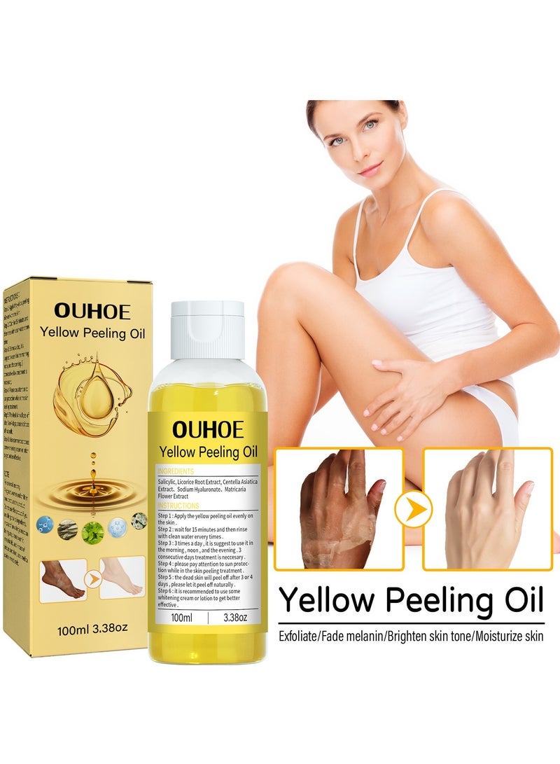 OUHOE 100ml Super Strength Yellow Peeling Oil Exfoliating Dark Skin for Body, Yellow Peeling Oil ...