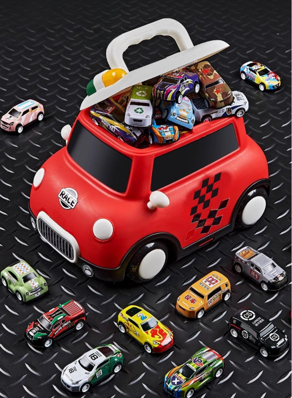 CALL PLAY 30-Piece Alloy Car Set with Storage Bucket & Play Mat ...