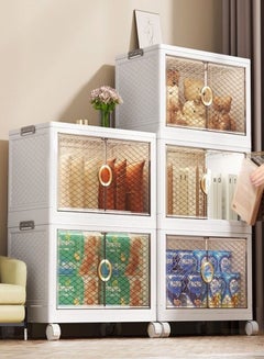 C&C Home Folding Plastic Storage Bins with Lids Stackable Cabinet ...