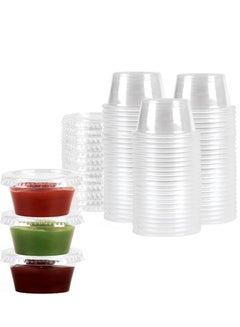 Khaleej Pack [100 Cups] Souffle Cups (Clear) 2 oz with Tight Lids ...