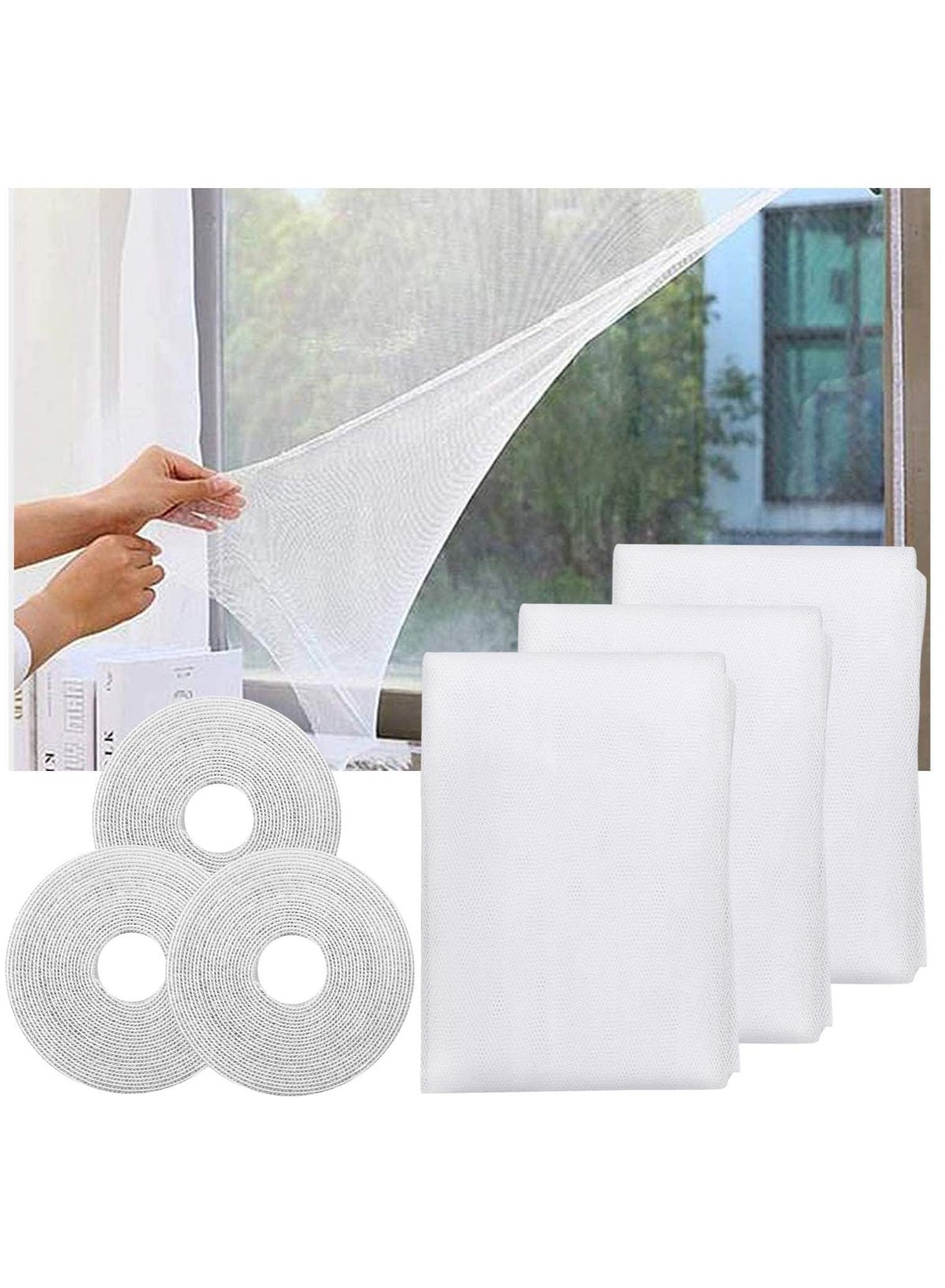 GUDOO Mosquito Netting Window 3 Pack DIY Self-Adhesive Insect Mesh ...