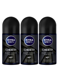 Nivea Pack Of 3 Men Anti Perspirant Deep With Black Carbon And Dark ...