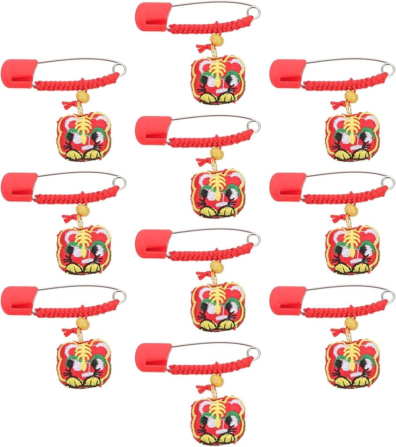 Generic 10pcs Tiger Charm Safety Pins with Locks Diaper Fasteners Multi ...