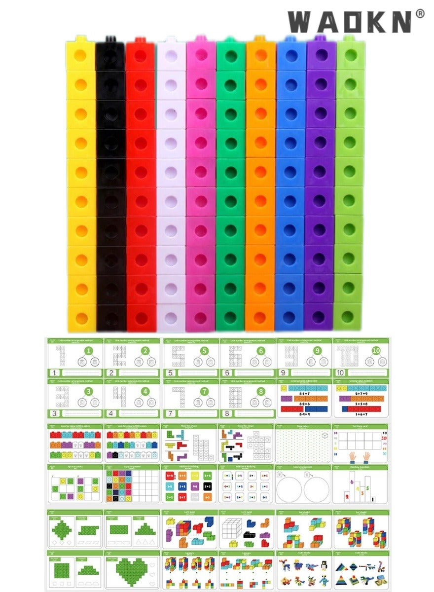 WAOKN Math Cubes for Kids - Kindergarten Math Games - Snap Cubes ...