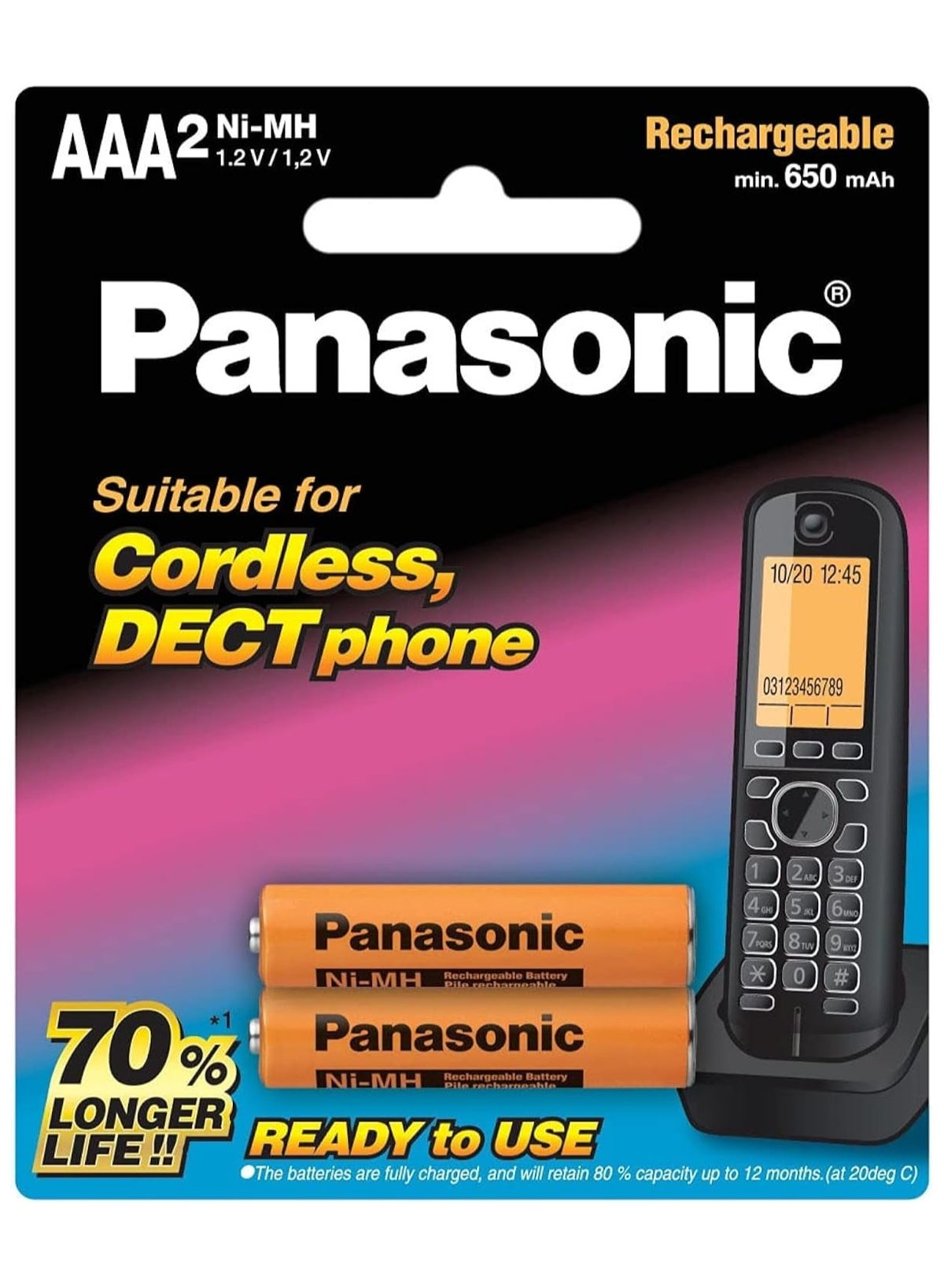 Panasonic AAA Ni-MH Rechargeable Batteries for Cordless DECT Phones ...