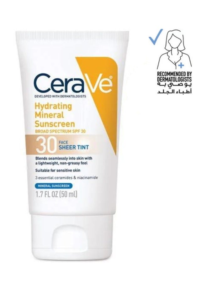 CERA CeraVe Tinted Mineral Sunscreen SPF 30 with Zinc Oxide and ...