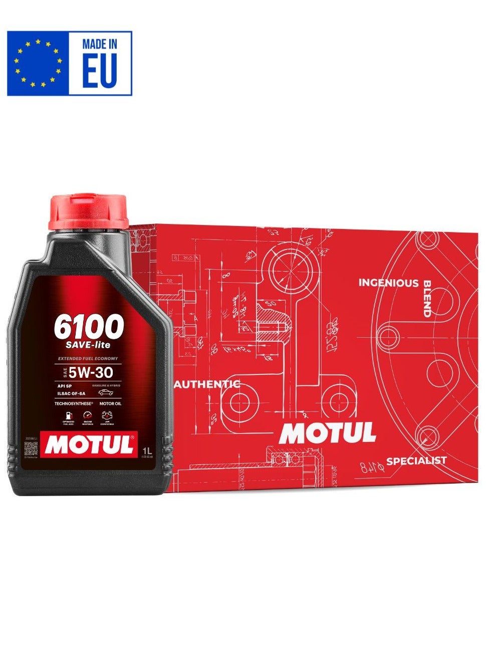 MOTUL 6100 SAVE-lite I 5W30 SYNTHETIC ENGINE OIL (12 X 1 Liter Carton ...