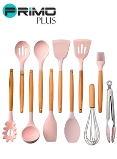 Generic 11-Piece Wooden Handle Bucket Cookware Spoon Set Pink/Brown ...