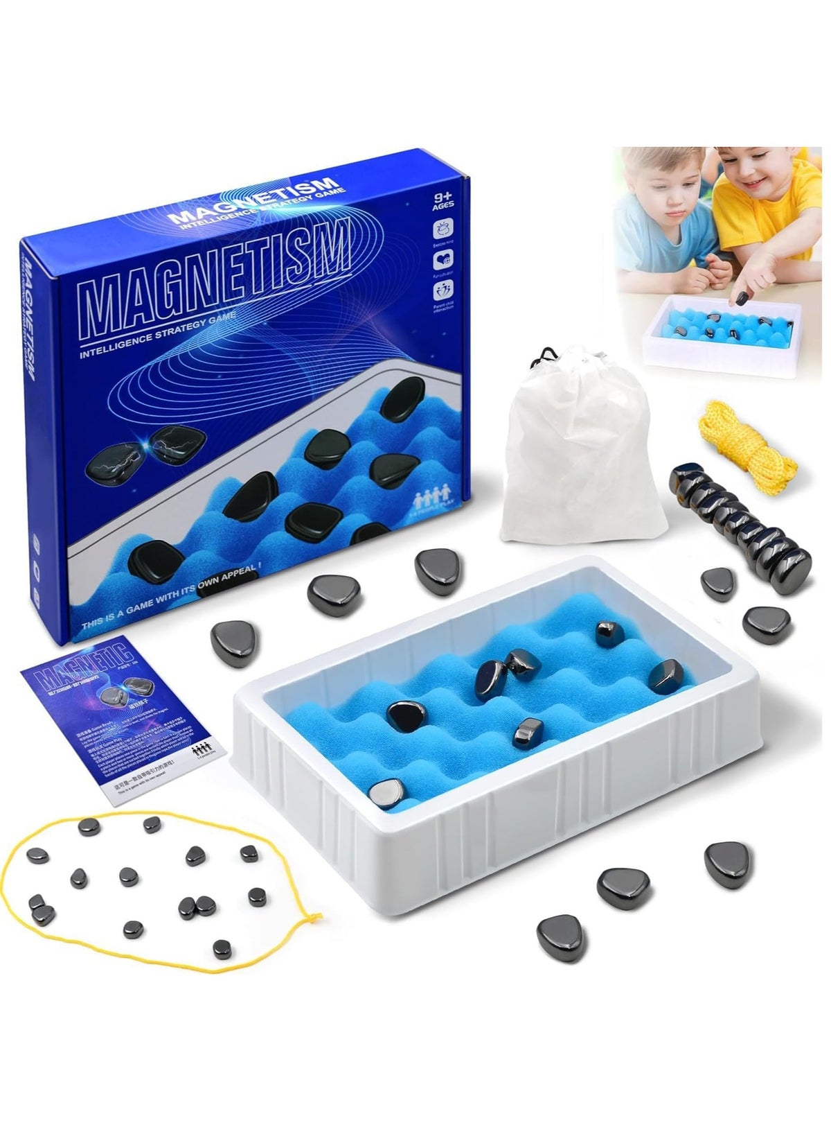 ESSEN Magnetic Chess Game Set with Stones, Table Top Magnet Chess Board ...