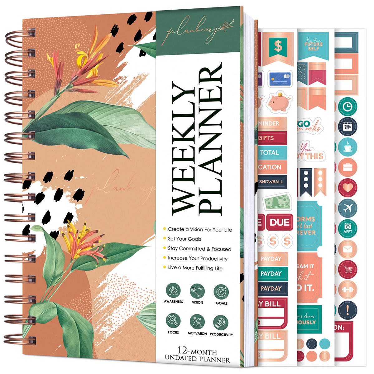 PLANBERRY PLANBERRY Weekly Planner Undated Life Organizer Budget ...