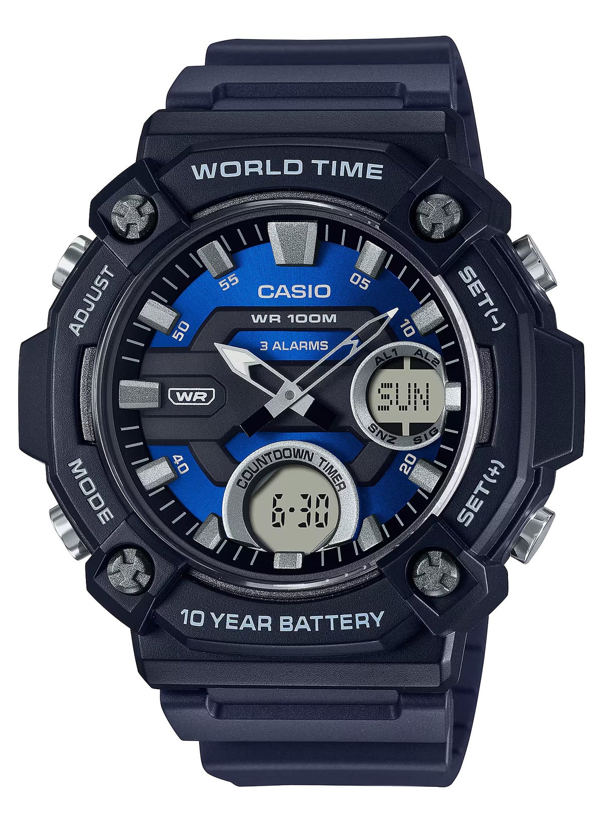 CASIO Digital Analog Blue Dial Resin Band Watch AEQ-120W-2AV | Best ...