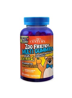21st CENTURY Zoo Friends Multi Gummies Plus Extra C, Fruit Flavors , 60 ...